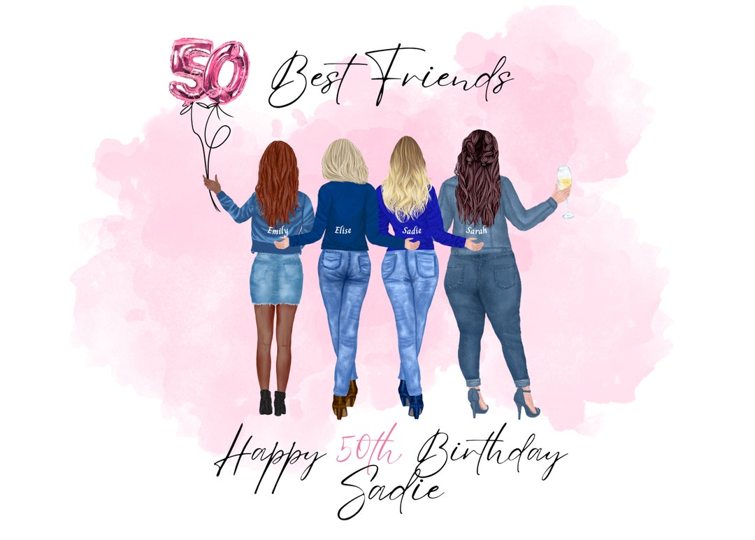 50th Birthday Card Custom Friends Best Friends Fiftieth Birthday 1973 ...