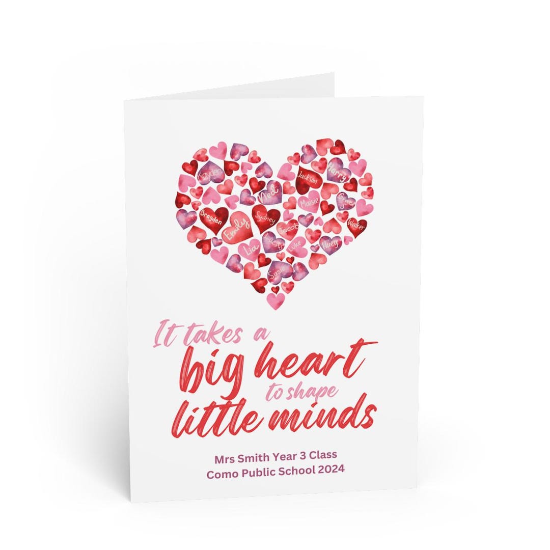 Custom Teacher Heart Printable | End of Year Gift | Personalised ...