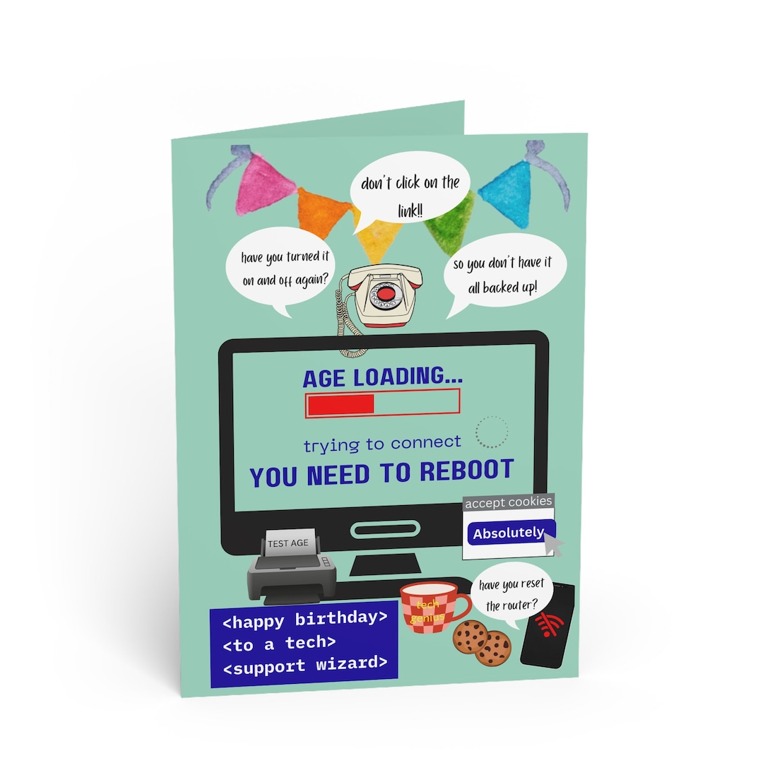 Computer IT Birthday Card | Tech Phone Support | Funny Computer ...