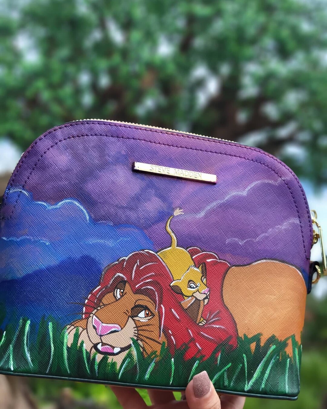 Custom Hand Painted Simba and Mufasa - Lion King - Steve Madden Purse ...