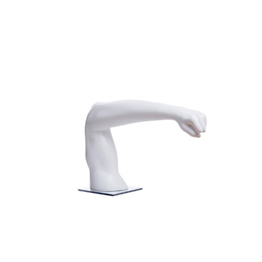 Adult Male Table-top Glossy White Fiberglass Mannequin Arm Display left ...
