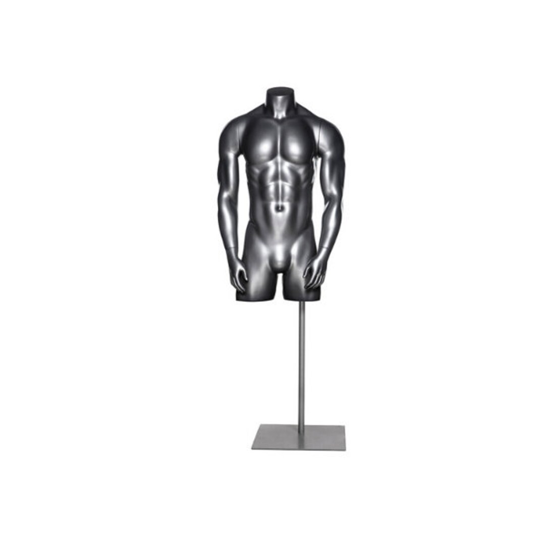 Adult Male Fiberglass Matte Gray Athletic Muscular Mannequin Torso With ...