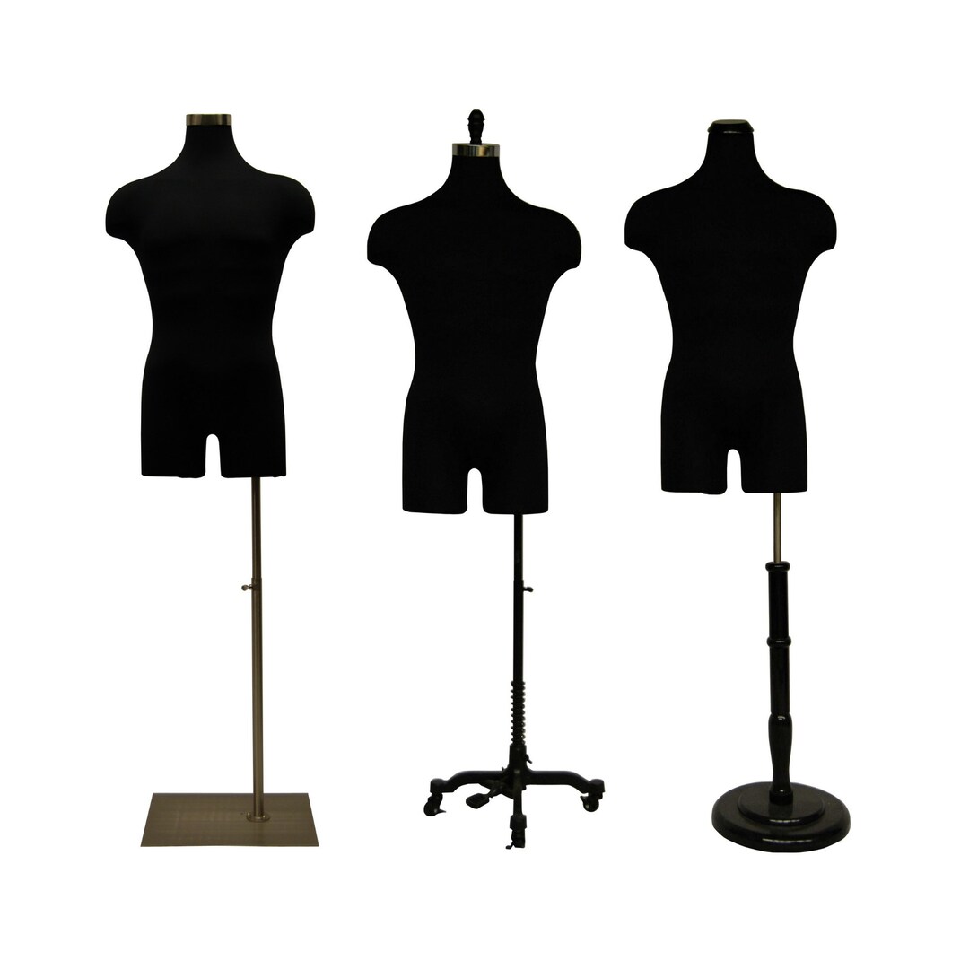Adult Men's Pinnable Black Mannequin Dress Form Torso With Shoulders ...
