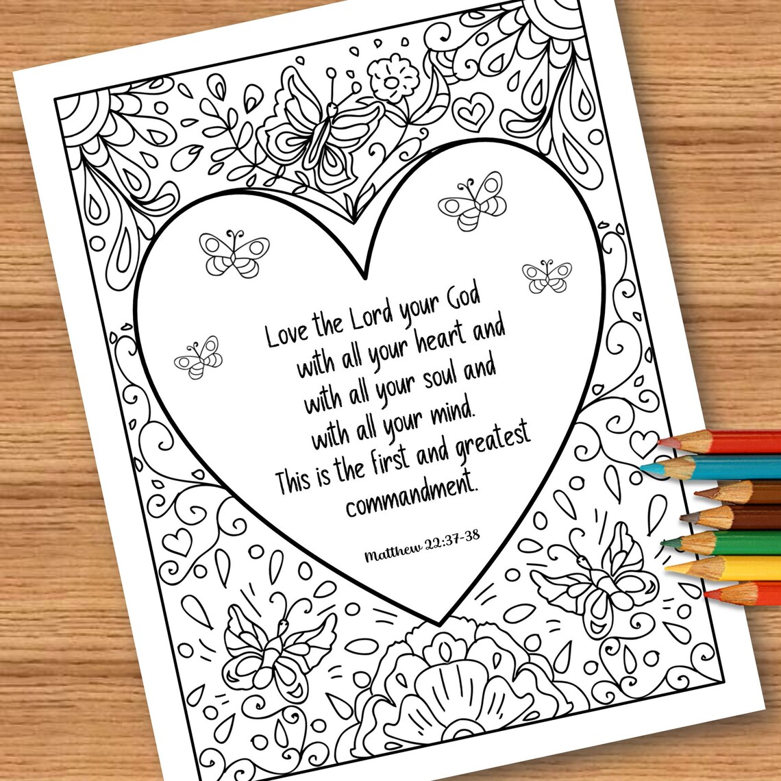 Matthew 22:37-38, Love the Lord Your God With All Your Heart, Printable ...