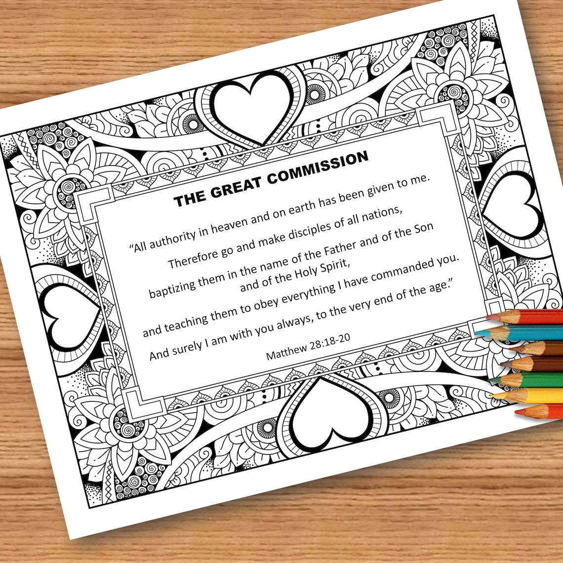 The Great Commission Matthew 28:18-20 Bible Verse Coloring - Etsy