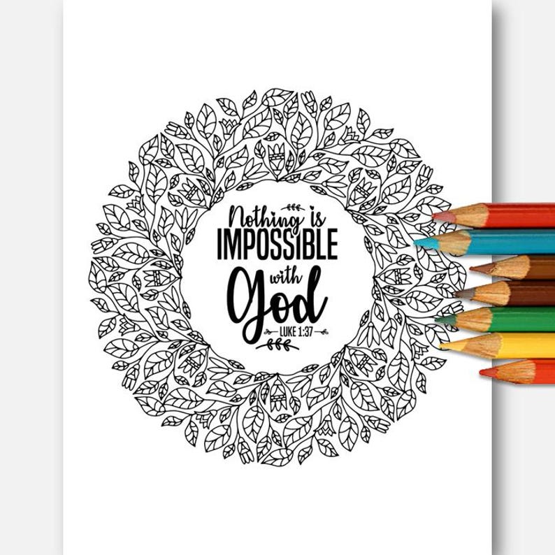 Luke 1:37 Coloring Page, Bible Verse Scripture Art (digital Download ...