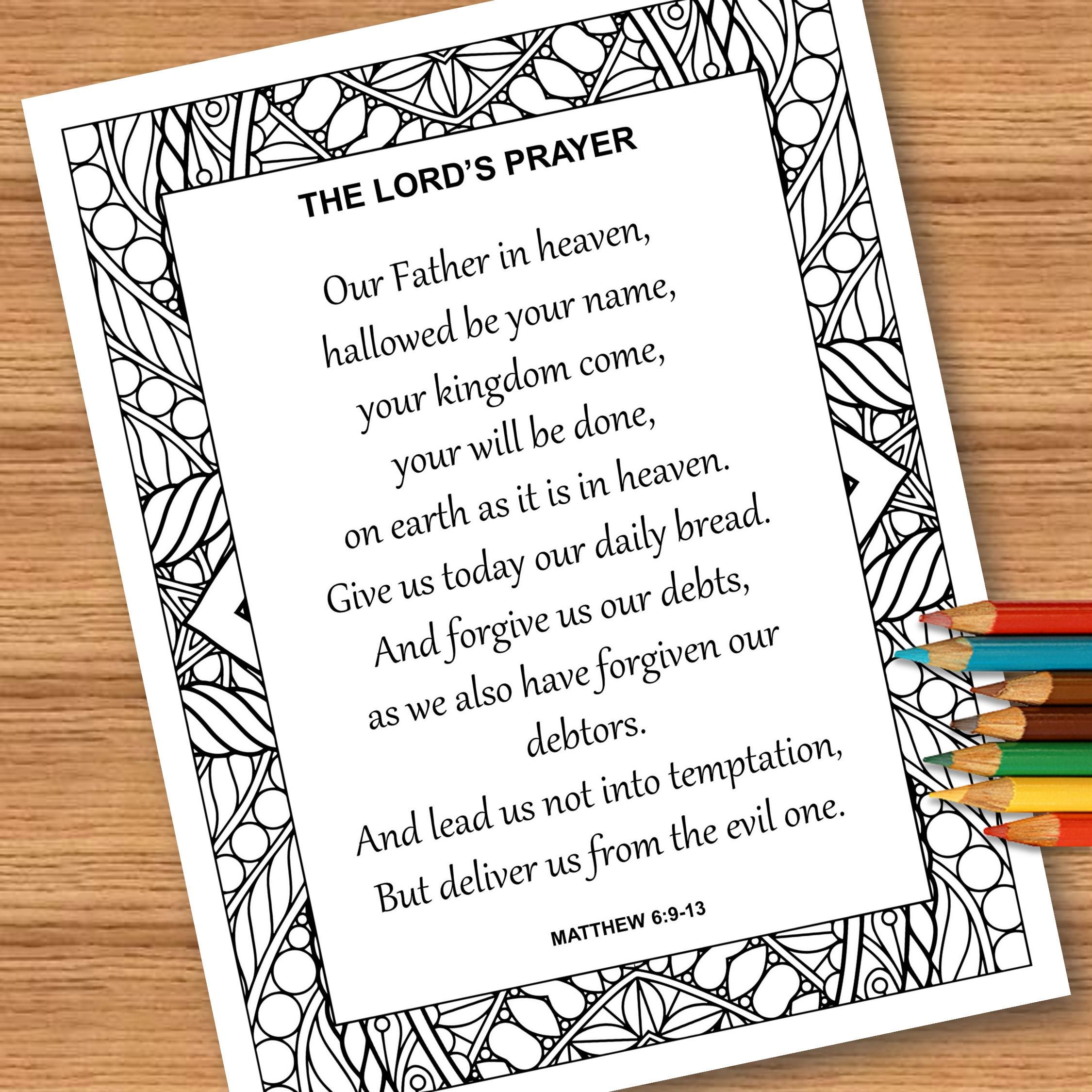 The Lord's Prayer, Matthew 6:9-13, Our Father in Heaven, Printable ...
