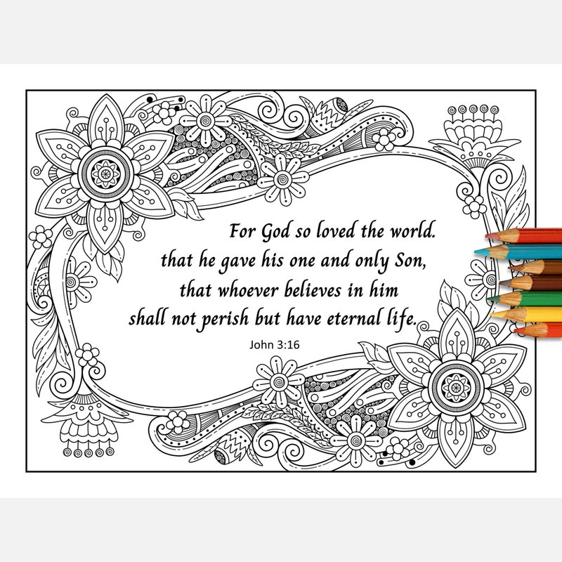 John 3:16 Coloring - Etsy