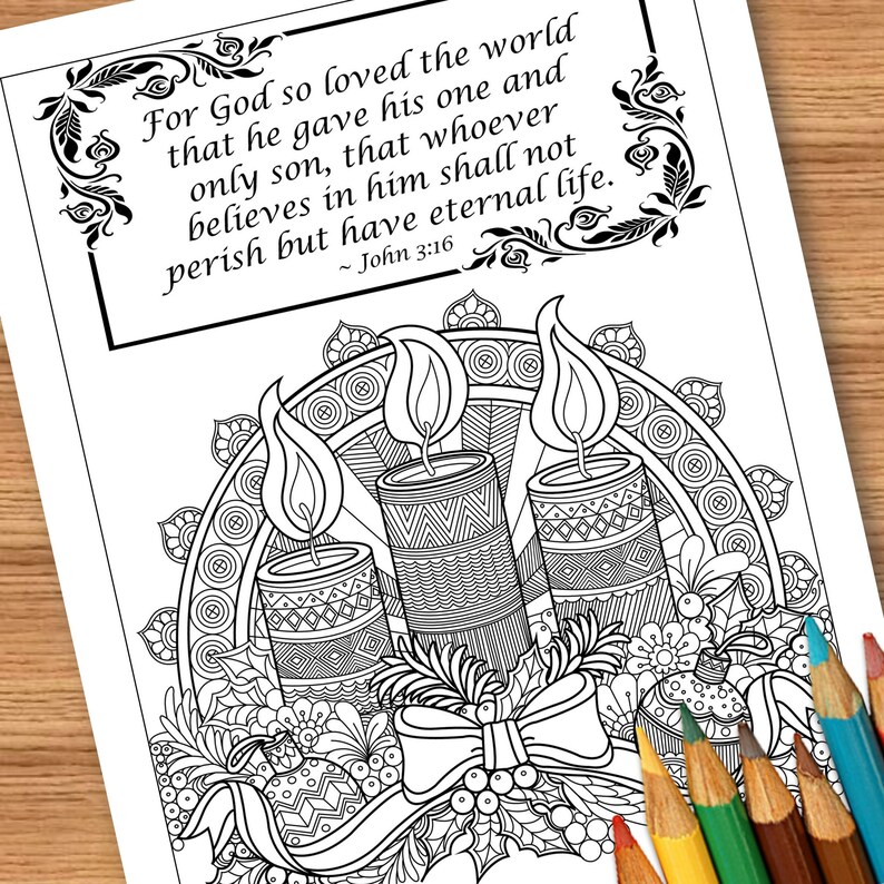 Christmas Bible Verse Coloring Pages, Scripture Art (PDF, JPG) - Etsy