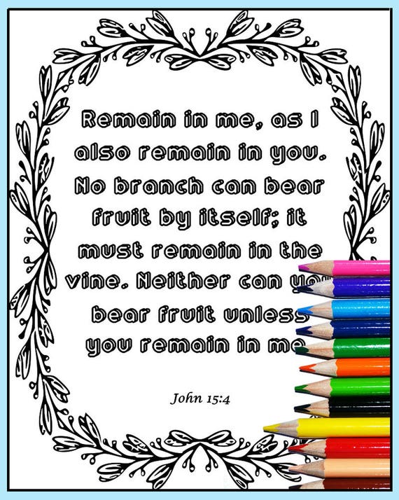Printable Bible Verse Coloring John 15:4 Scripture Coloring | Etsy