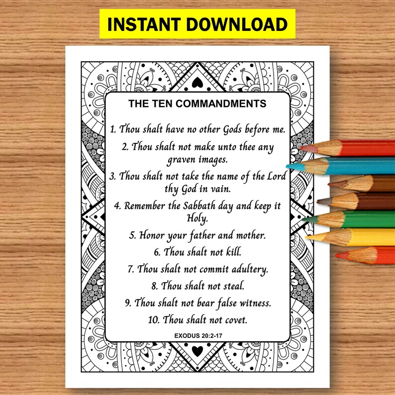 The Ten Commandments, Exodus 20:2-17, Bible Verse Coloring, Scripture ...