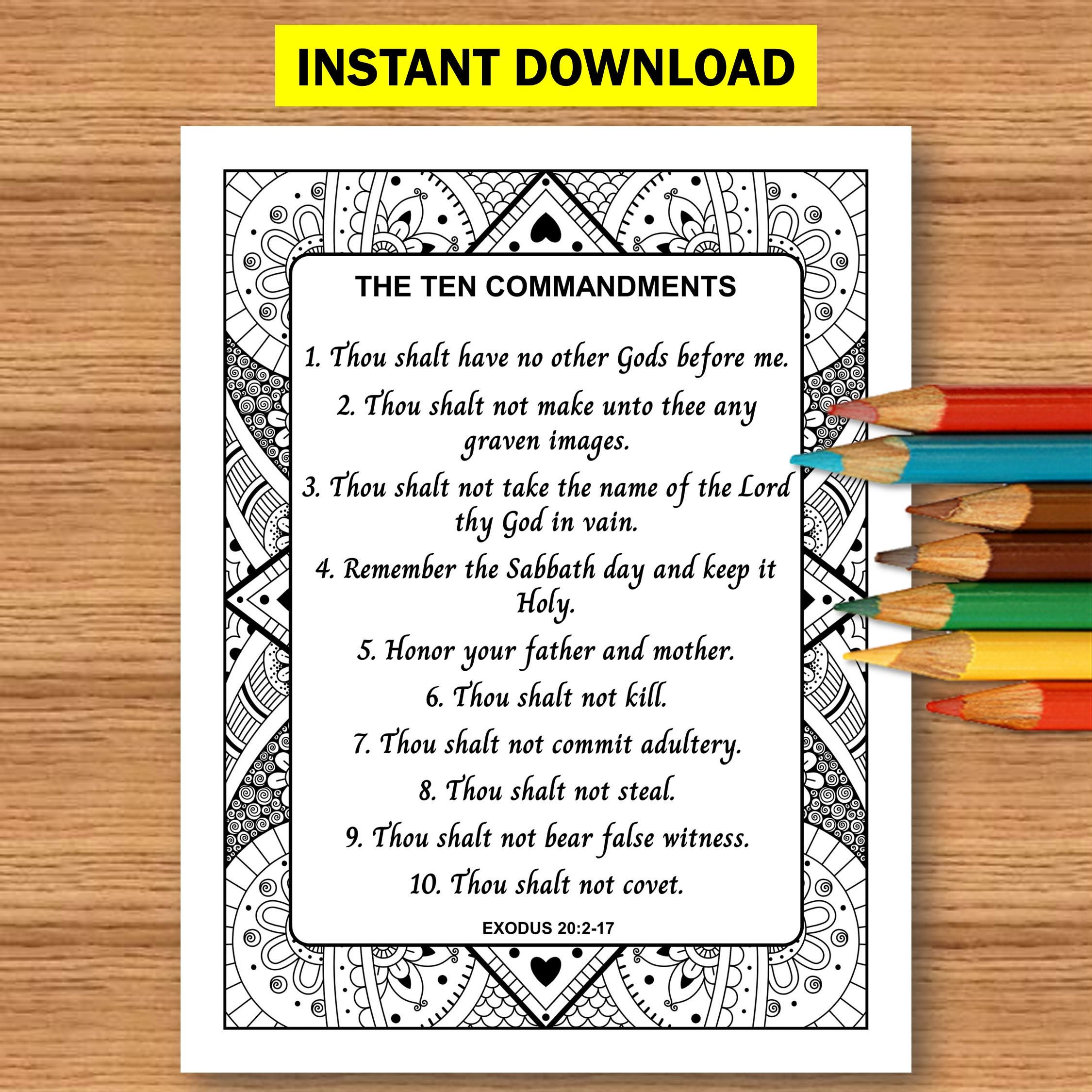 The Ten Commandments, Exodus 20:2-17, Bible Verse Coloring, Scripture ...