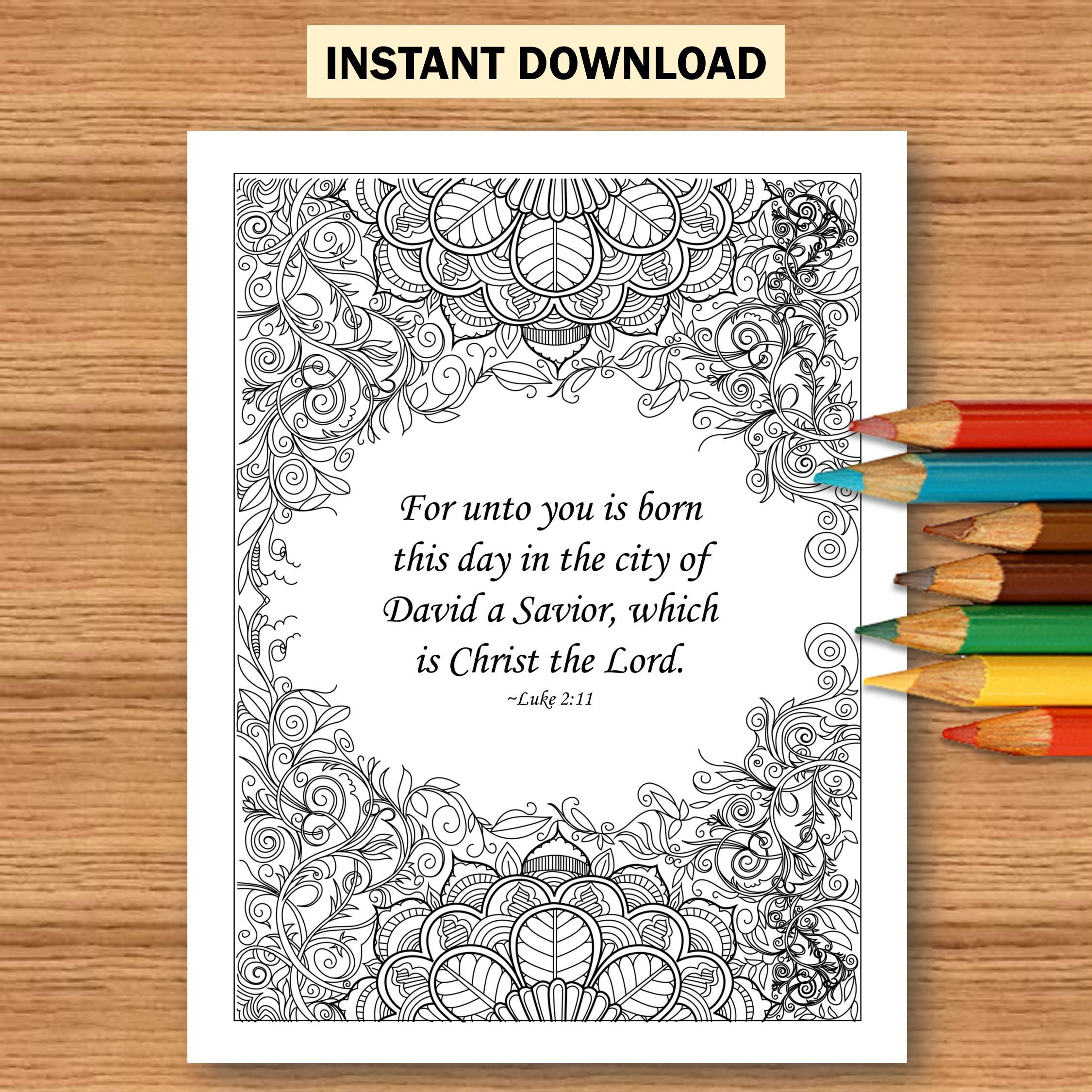 Christmas Bible Verse Coloring Pages, Scripture Art (PDF, JPG) - Etsy