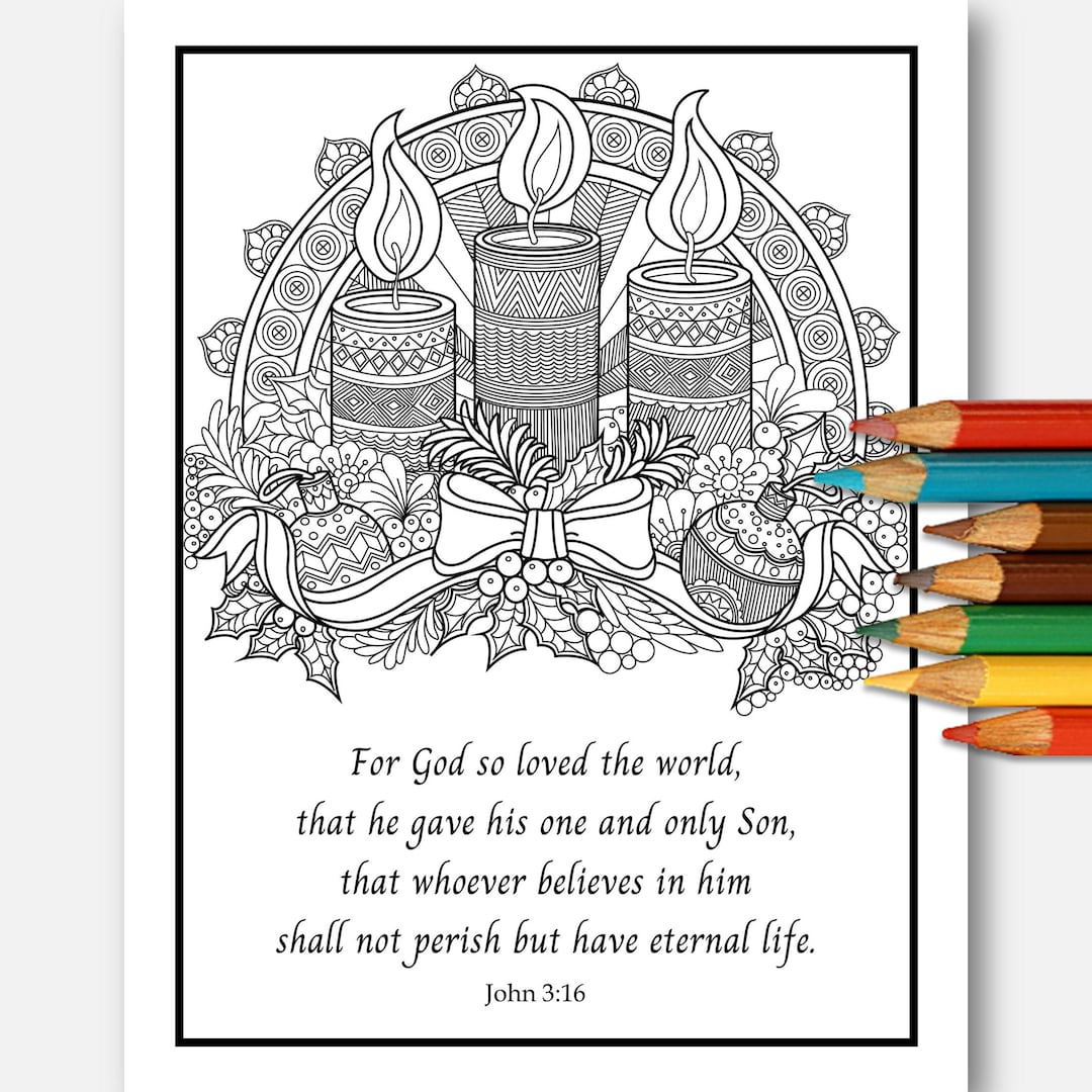 John 3:16, for God so Loved the World, Bible Verse Coloring Sheet ...