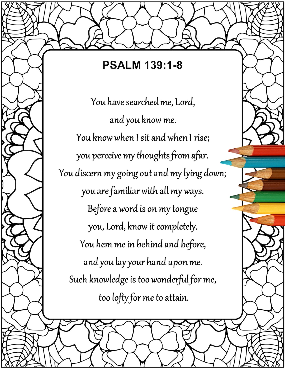 Psalm 139:1-8, Printable Bible Verse Coloring, Scripture Coloring Pages ...