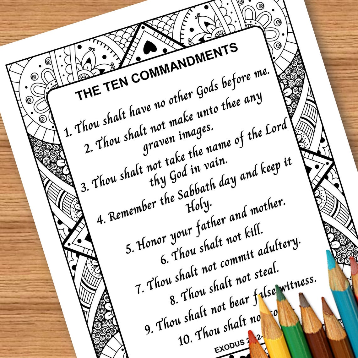 The Ten Commandments Coloring Page: Bible Verse Wall Art (PDF) - Etsy
