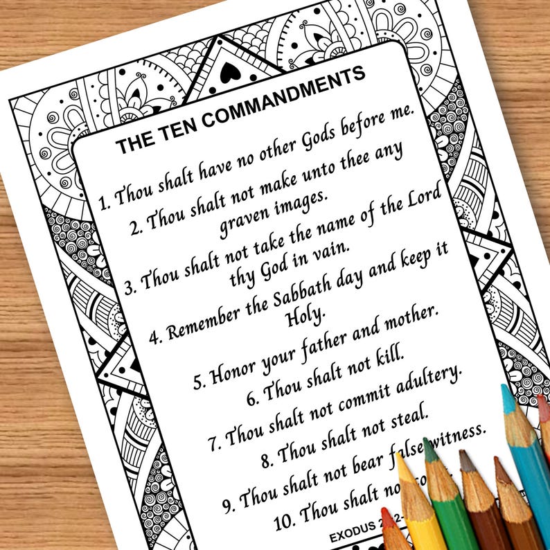The Ten Commandments, Exodus 20:2-17, Bible Verse Coloring, Scripture ...