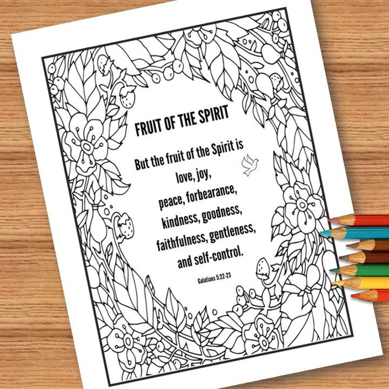 Galatians 5:22-23 Coloring Page, Fruit of the Spirit, Bible Verse ...