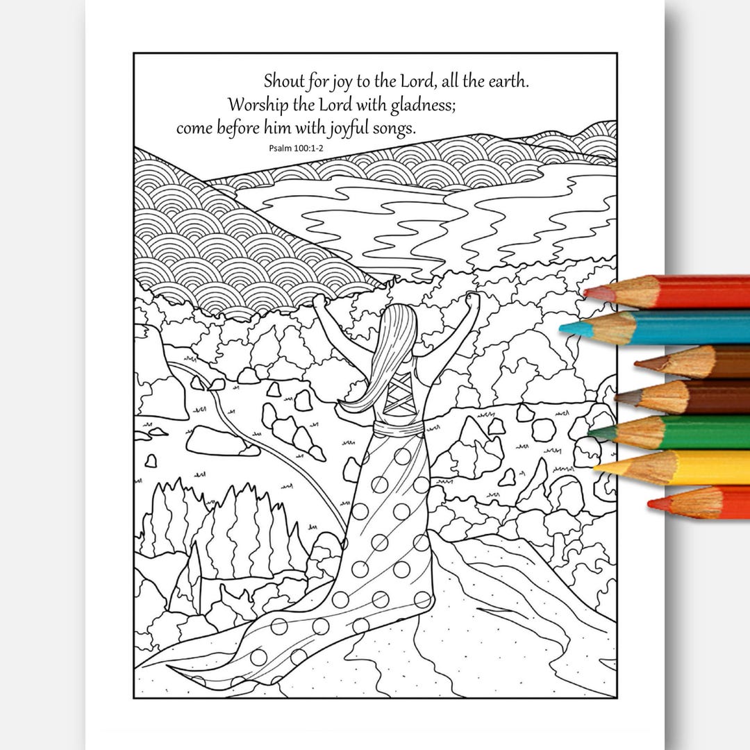 Psalm 100:1-2 Coloring Page, Bible Verse Art (digital Download PDF) - Etsy