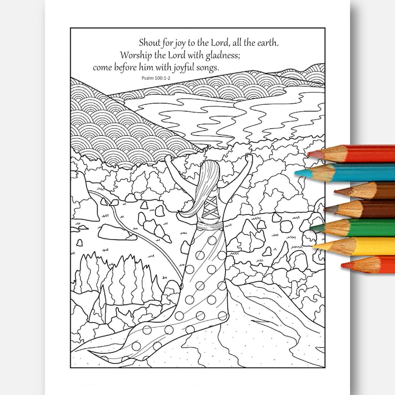 Psalm 100:1-2, Shout for Joy to the Lord, Bible Verse Coloring Sheet ...