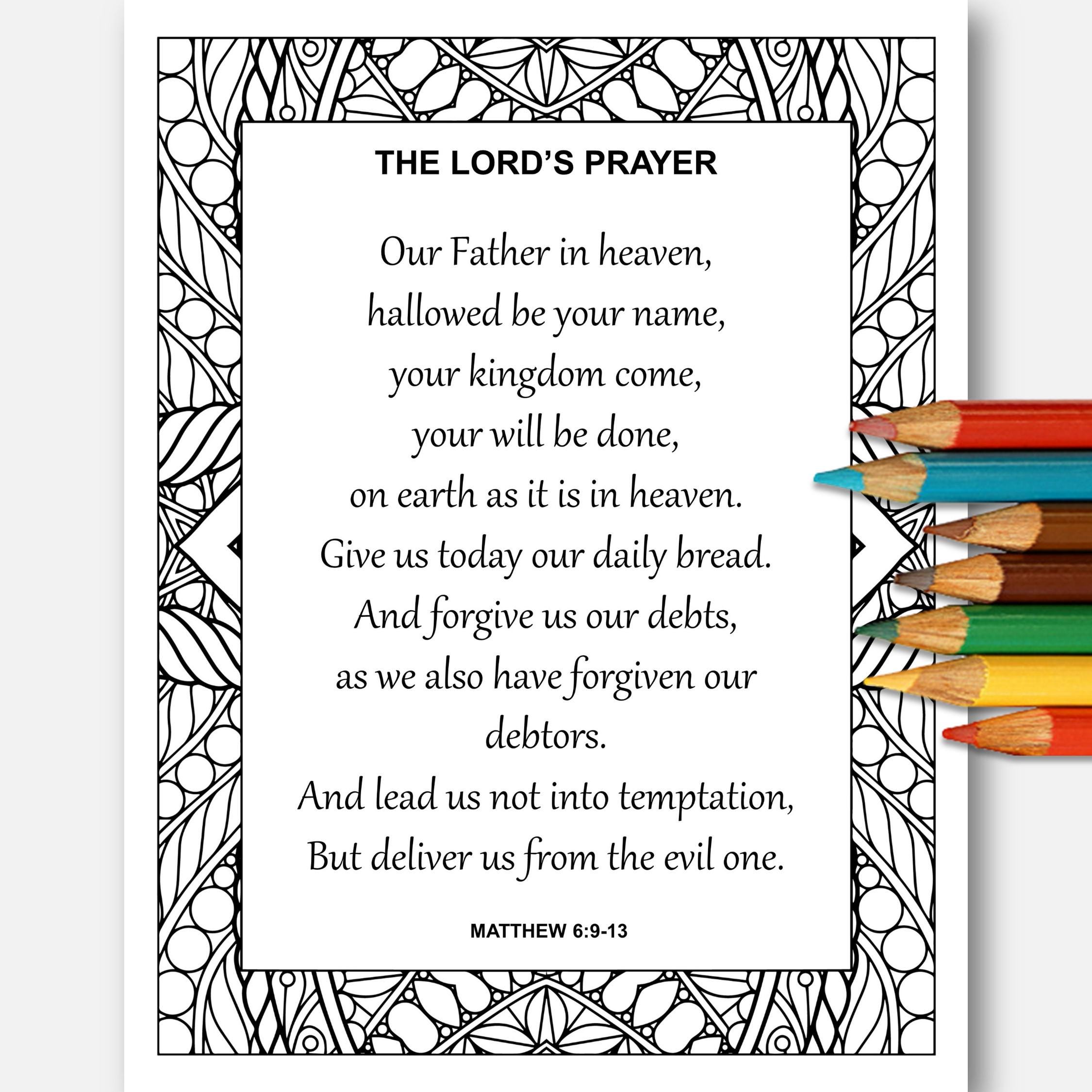 The Lord's Prayer, Matthew 6:9-13, Our Father in Heaven, Printable ...