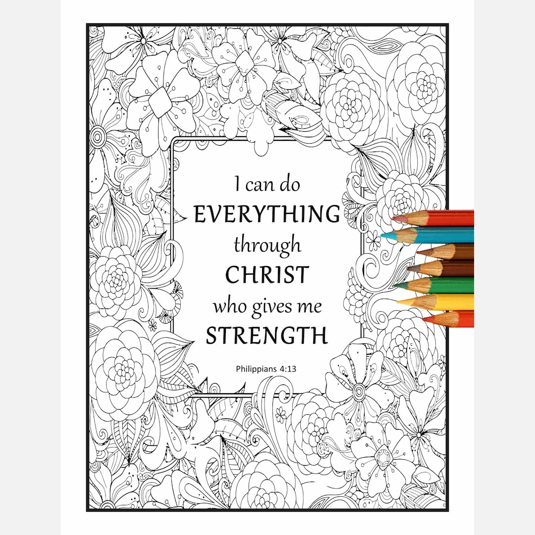 Philippians 4:13 Coloring Page, Bible Verse Art (digital Download) - Etsy