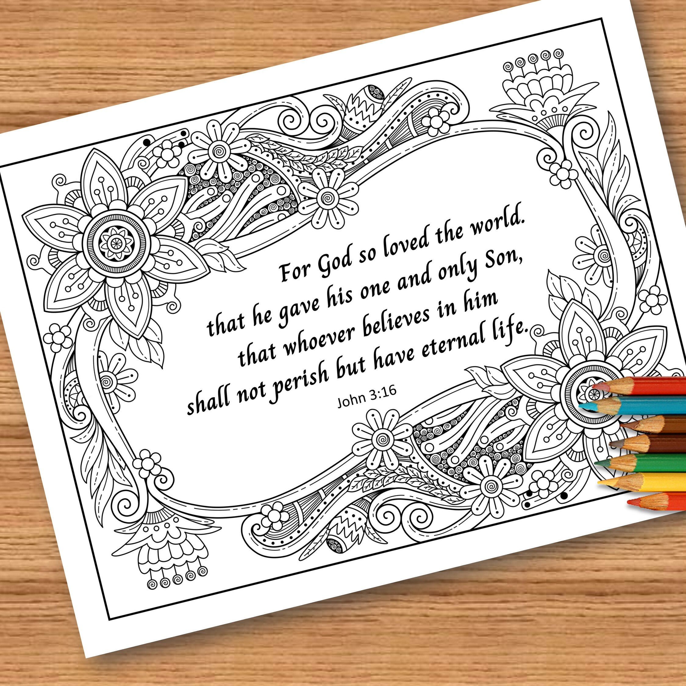John 3:16, for God so Loved the World, Bible Verse Coloring Page ...