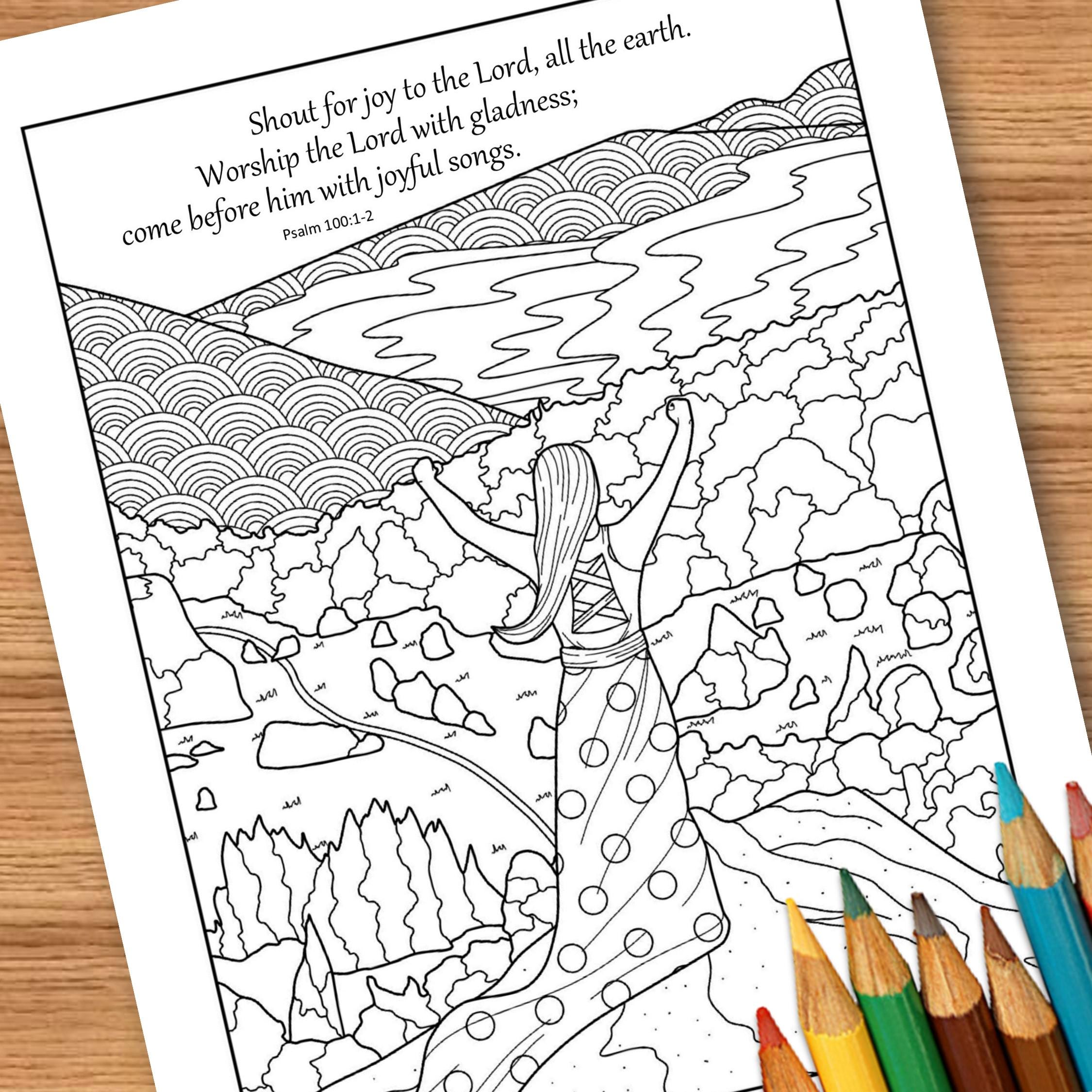 Psalm 100:1-2, Shout for Joy to the Lord, Bible Verse Coloring Sheet ...