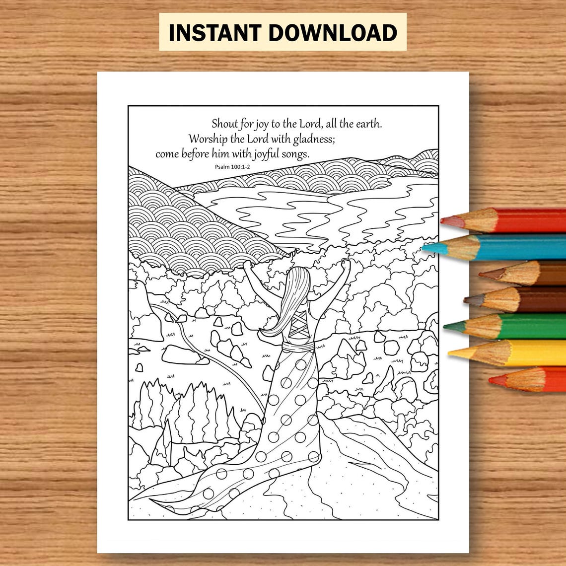 Psalm 100:1-2, Shout for Joy to the Lord, Bible Verse Coloring Sheet ...