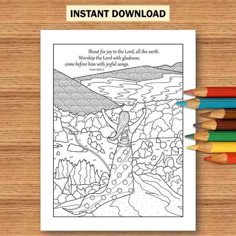 Psalm 100:1-2, Shout for Joy to the Lord, Bible Verse Coloring Sheet ...