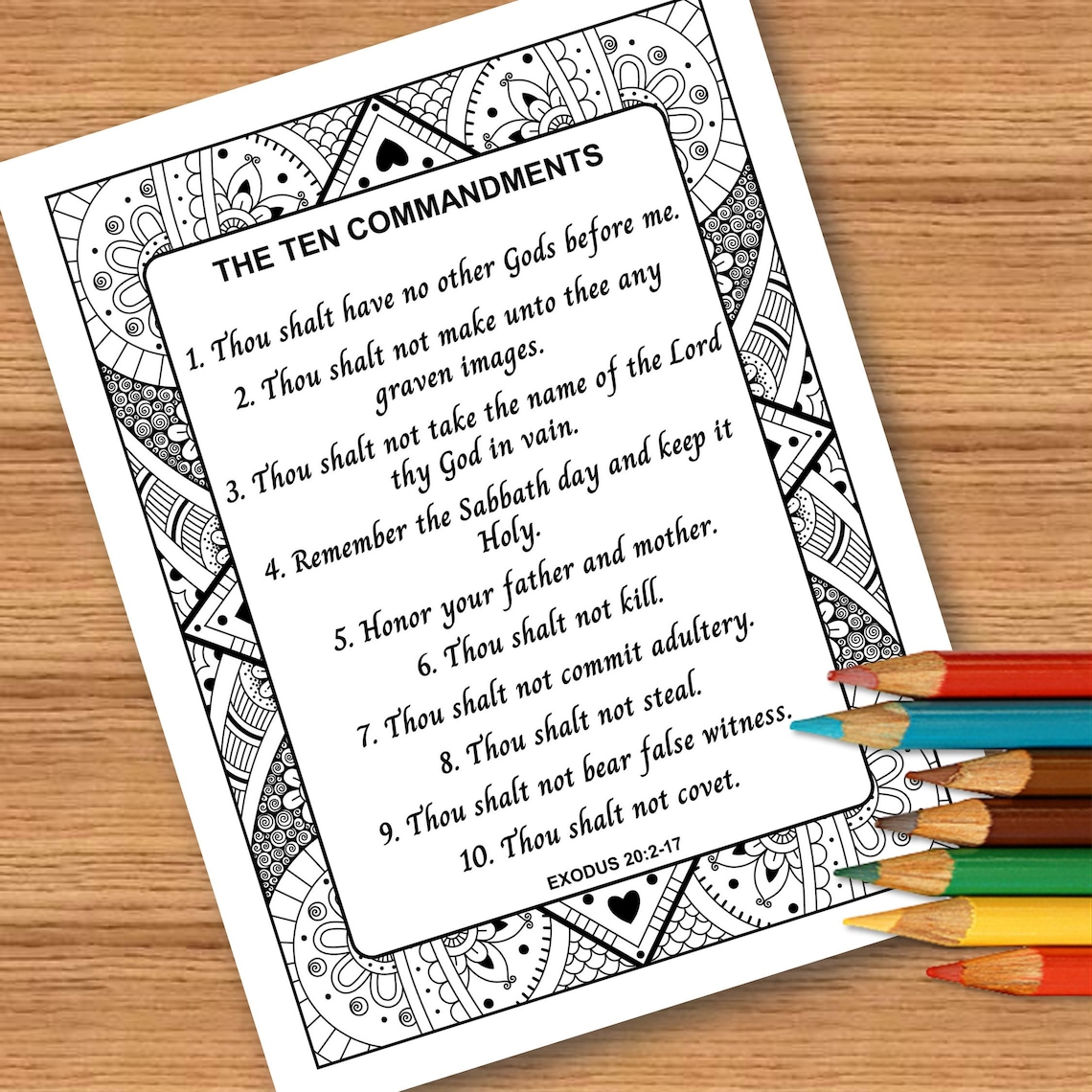 The Ten Commandments Coloring Page: Bible Verse Wall Art (PDF) - Etsy