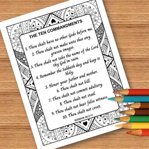 The Ten Commandments Coloring Page: Bible Verse Wall Art (PDF) - Etsy