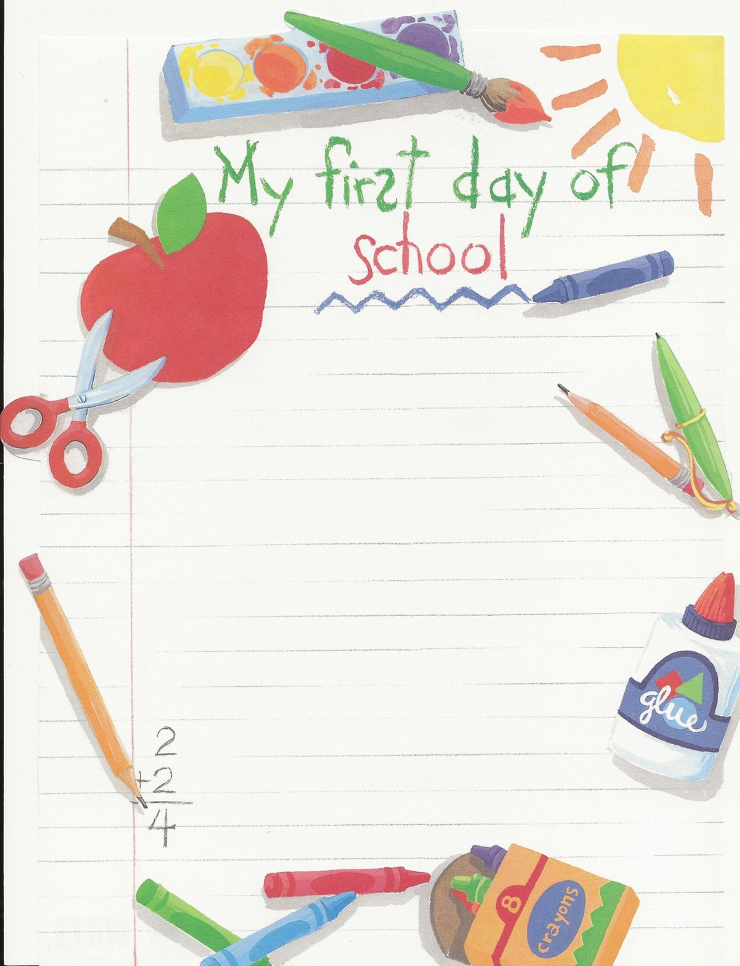 My First Day of School ~ Autumn Leaves ~ 8.5x11 ~ Crayons ~ Scissors ...