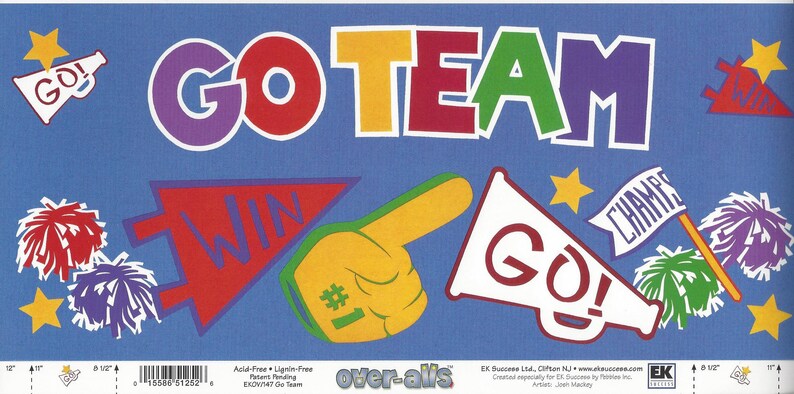 Go Team Overall Page Topper ~ Pom Poms ~ Megaphone ~ Team Pennant ...