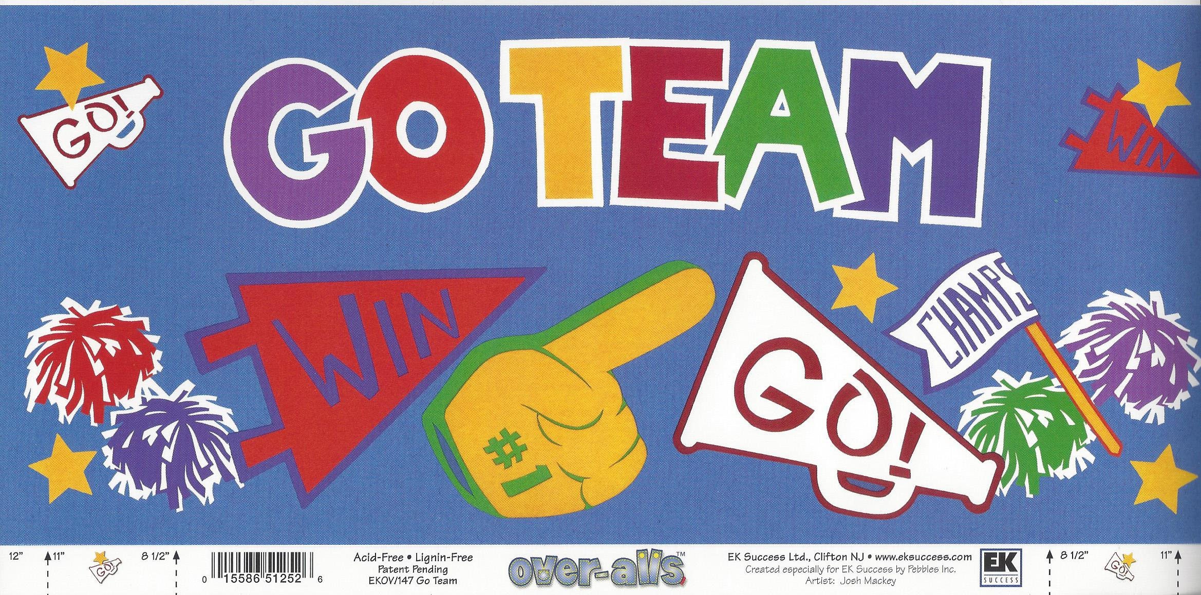 Go Team Overall Page Topper ~ Pom Poms ~ Megaphone ~ Team Pennant ...