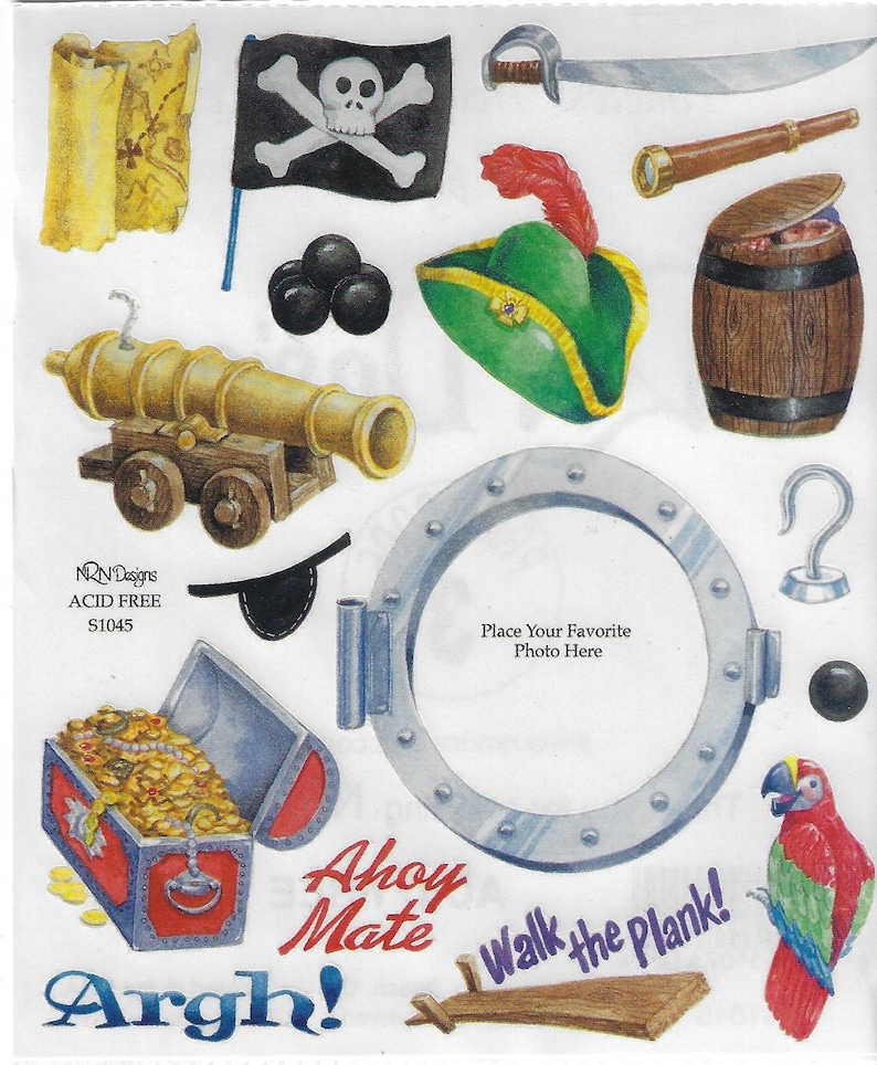 Pirates Plunder Stickers ~ Treasure Map ~ Swords ~ Eye Patch ~ Tri ...