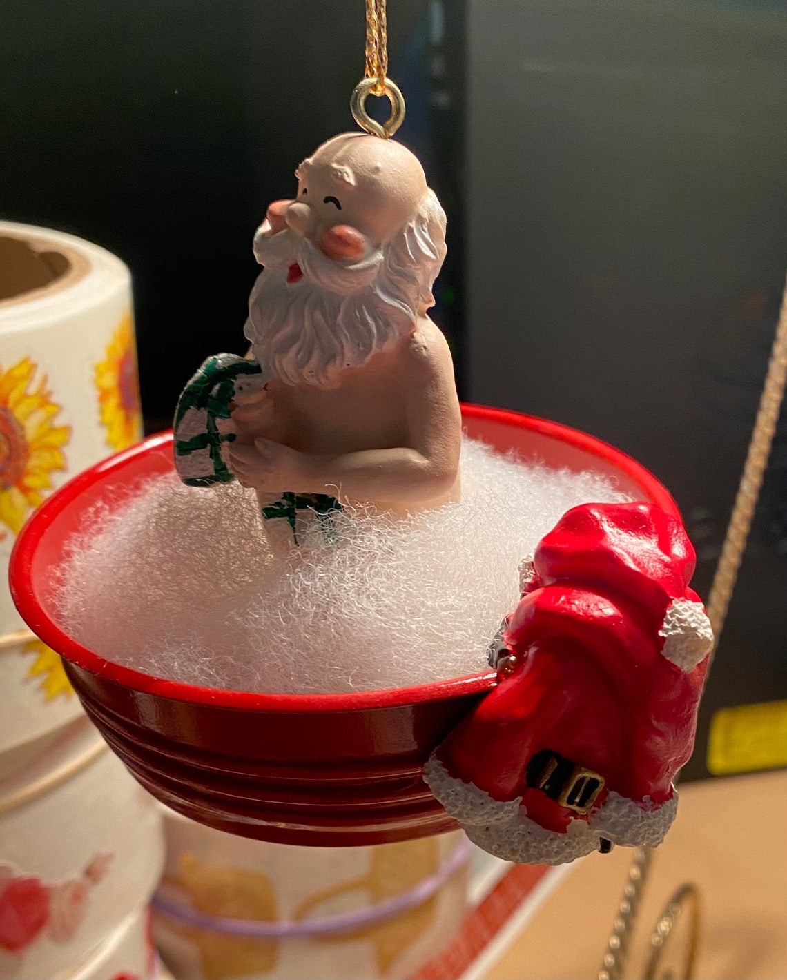 Kurt S. Adler Bathing Santa Red Bathing Tub Santa Suit - Etsy