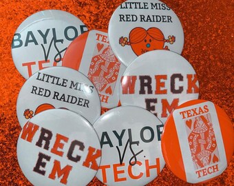 TEXAS TECH Game Day Buttons Gameday Pins College Football Tailgate ...