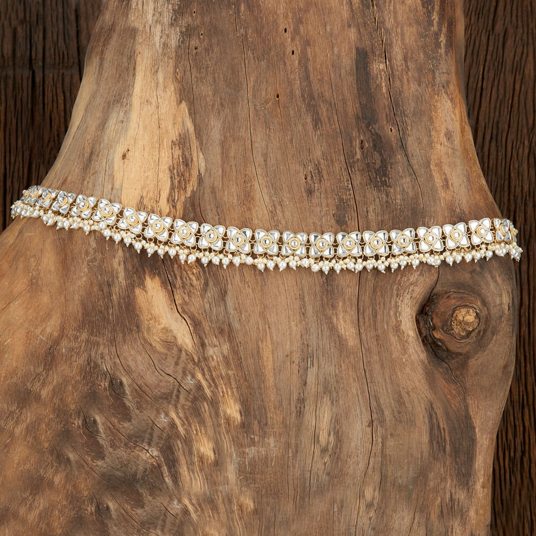 Indo-western White Pearl Saree Waist Belly Chain With Gold Plating ...