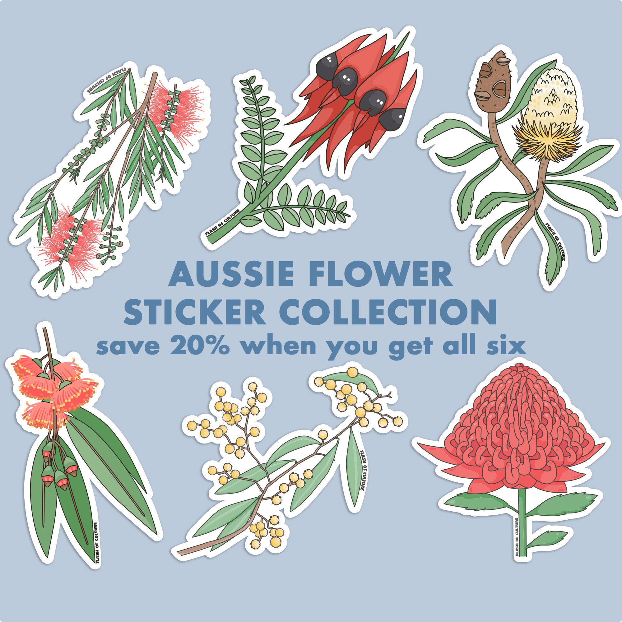 Native Australian Flower Sticker Collection | Etsy
