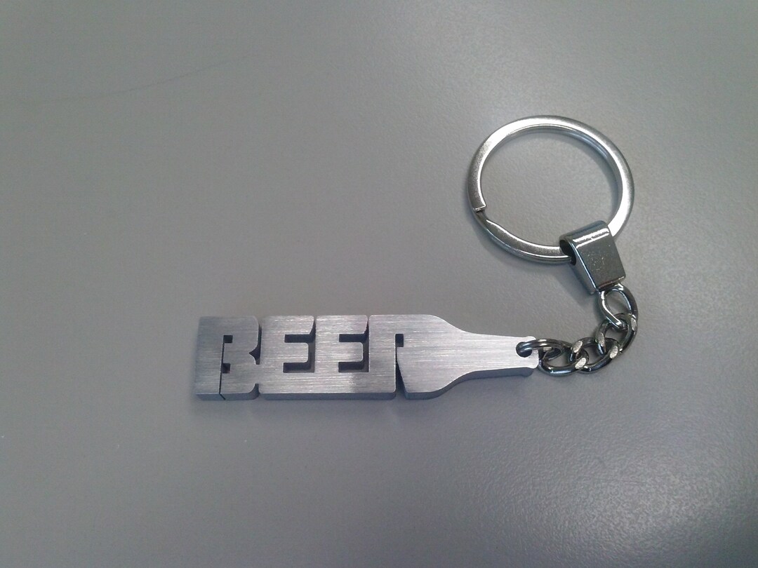 Beer, Stylized Beer Bottle, Beer Writing, Aluminum Beer Keychain - Etsy