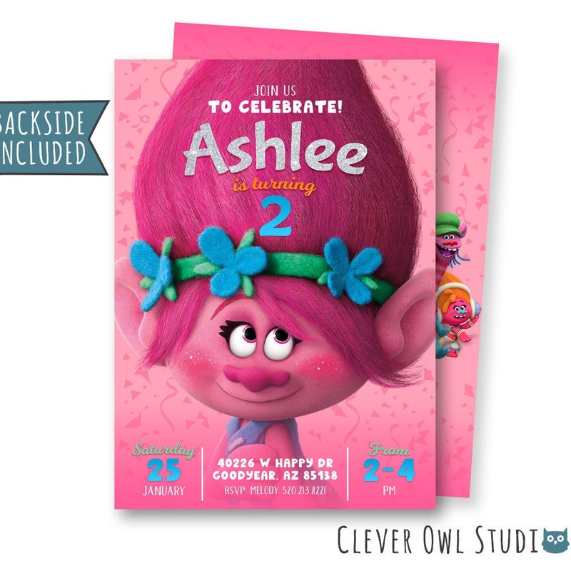 Trolls Birthday Invitation - Etsy
