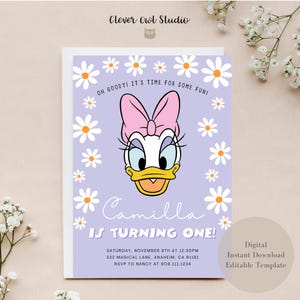 Daisy Duck Birthday Invitation, Floral Theme (digital) - Etsy