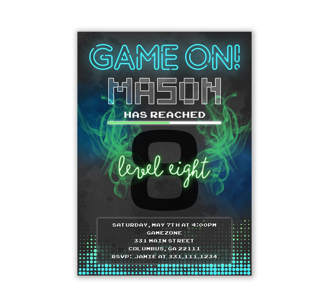 Video Game Birthday Invitation, Game on Invitation, Gamer Party ...