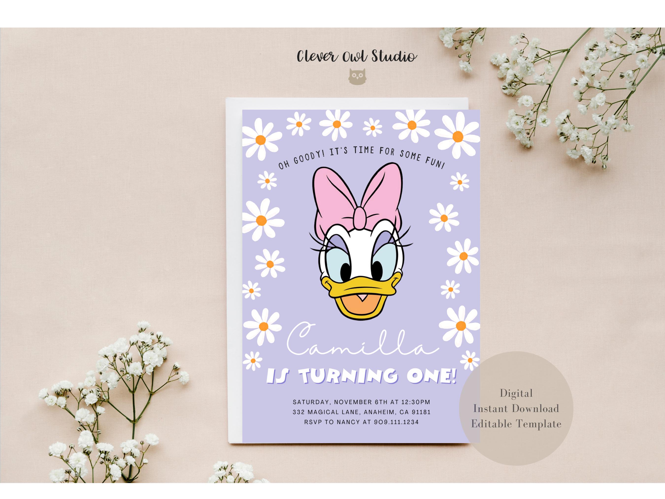 Daisy Duck Birthday Invitation, Floral Theme (digital) - Etsy