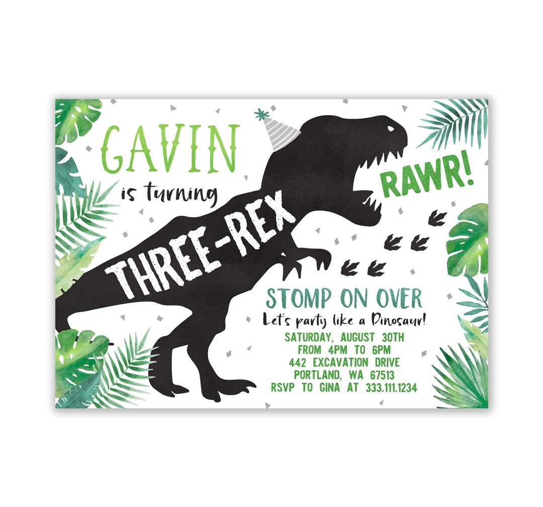 Invitación de cumpleaños de dinosaurio, invitación de cumpleaños de ...