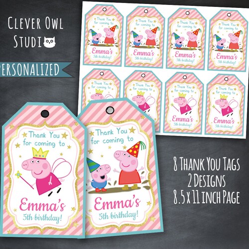 PRINTABLE Peppa Pig INSPIRED Custom Ring Pop Party Favor Personalized ...