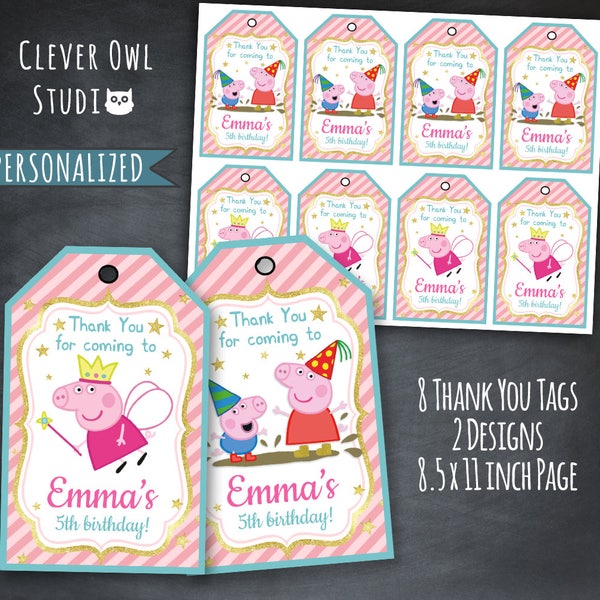 Peppa Pig Tags - Etsy