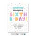 Colorful Confetti Invitation 6th Birthday Invitation Fun - Etsy