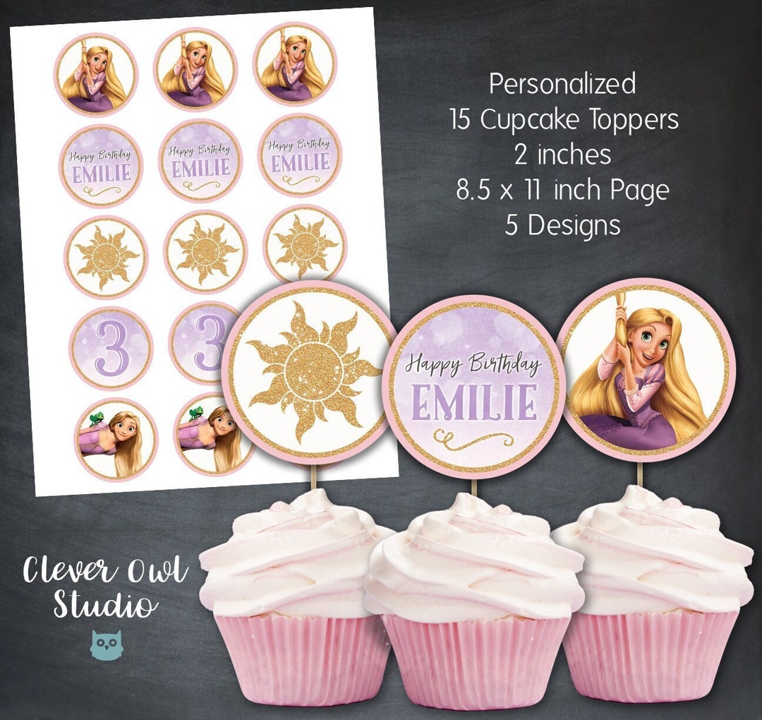 Tangled Rapunzel Cupcake Toppers, Tangled Rapunzel Circle Tags, Frozen ...